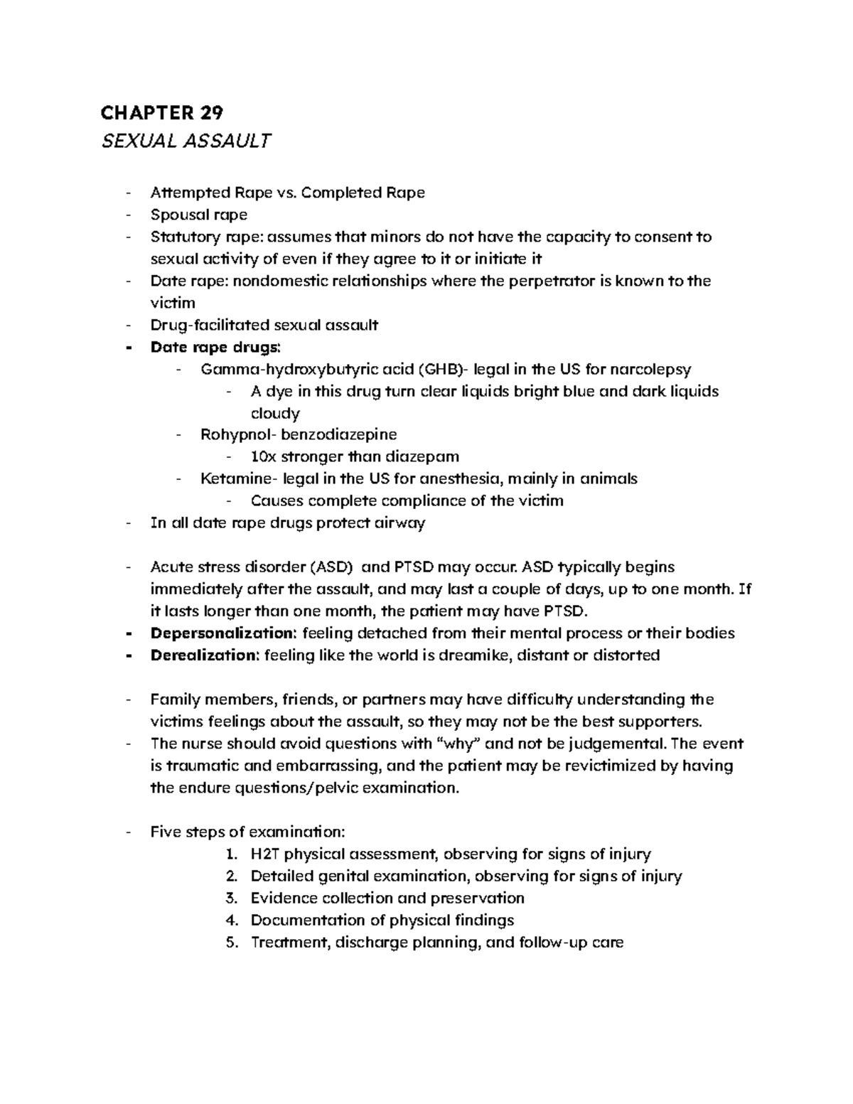 Chapter 29 - lecture notes - CHAPTER 29 SEXUAL ASSAULT Attempted Rape ...