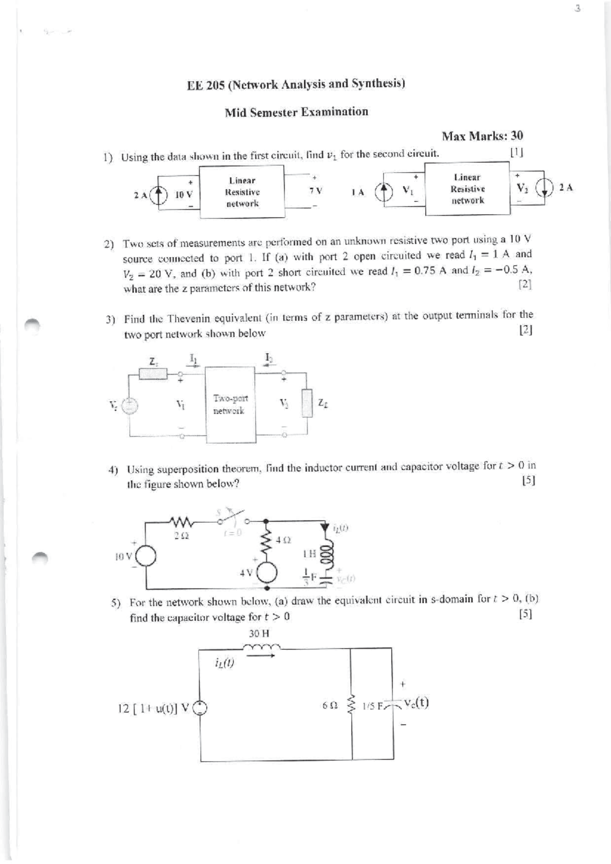 2018 (M - End Semester Exam paper - Network Analysis and Synthesis - Studocu