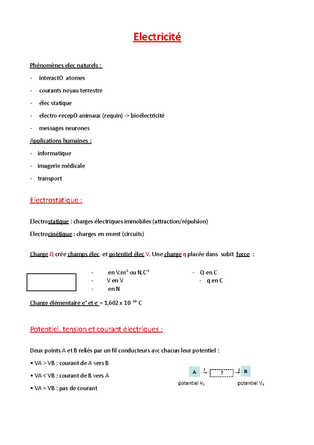 Electricité - Notes de cours Elec - Electricité Phénomènes elec ...