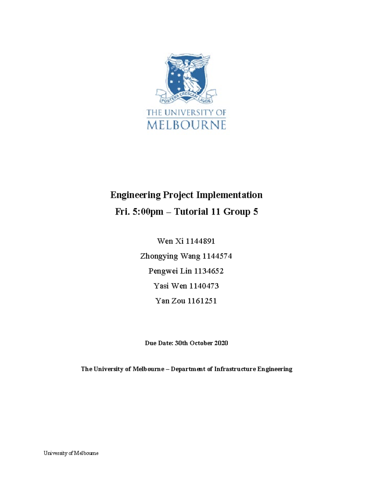 Assignment 2 - final project - University of Melbourne Engineering Project Implementation Fri ...