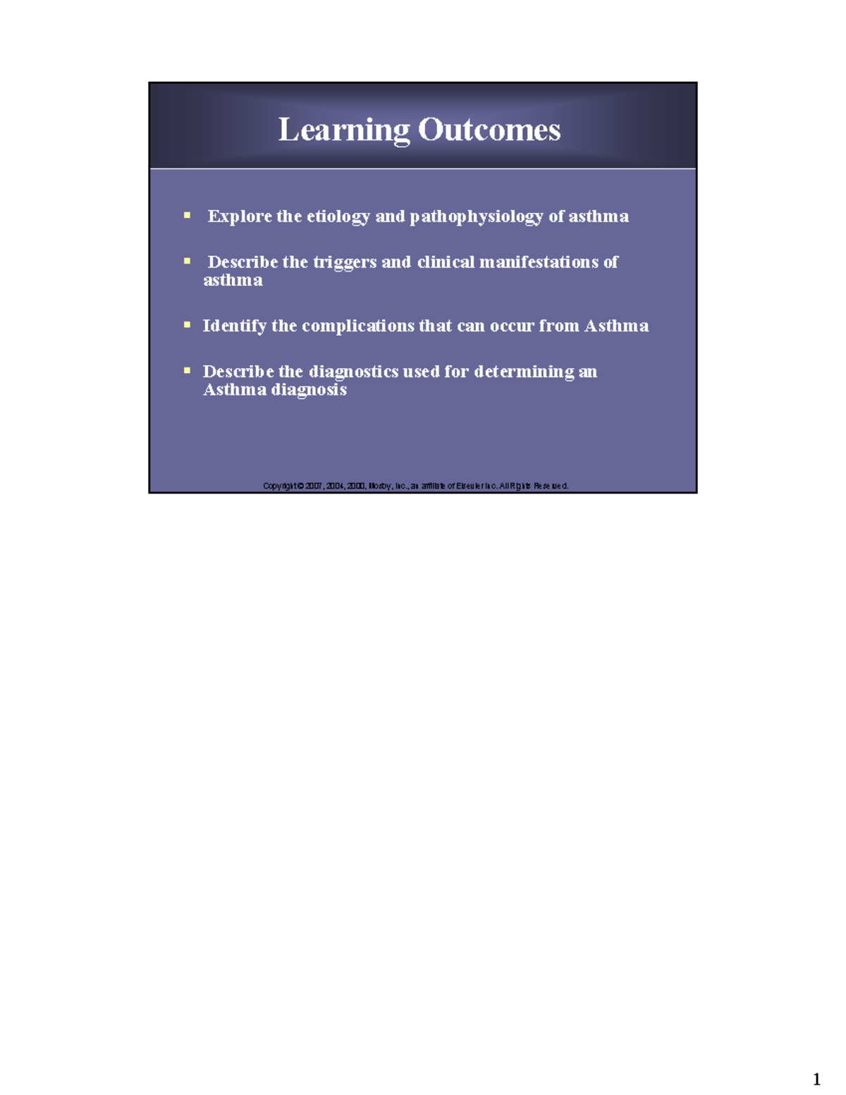 Asthma - lecture notes - Copyright © 2007, 2004, 2000, Mosby, Inc., an ...