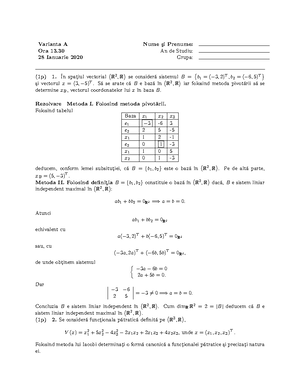 Teorie si exemple Algebra liniara - Algebră Algebra - Studocu