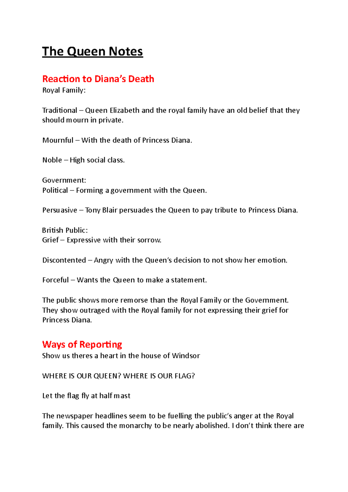 The Queen Notes - VERY - CHEN90031 - Unimelb - Studocu