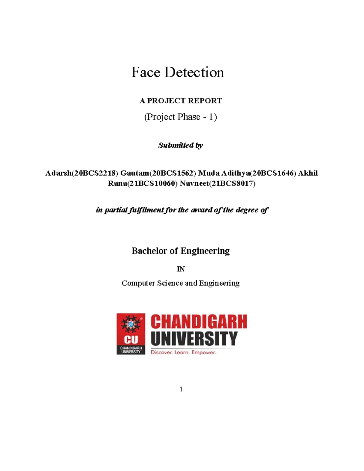 Project Phase - 1 Face Detection - Face Detection A PROJECT REPORT ...