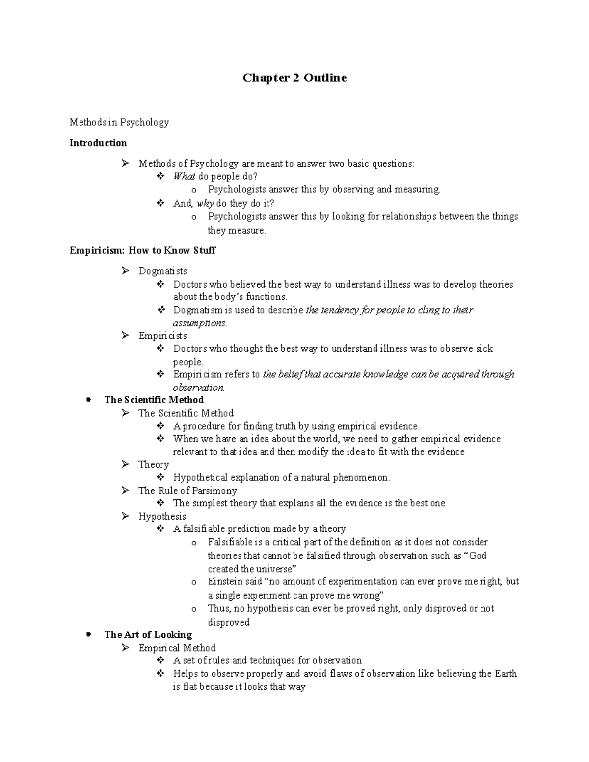 Chapter Outline 2 - Chapter 2 Outline Methods in Psychology ...