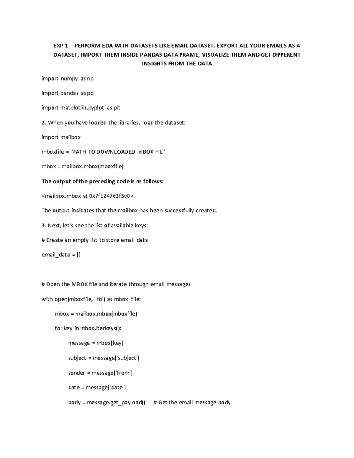 Lab Experiments - EXP 1 – PERFORM EDA WITH DATASETS LIKE EMAIL DATASET ...