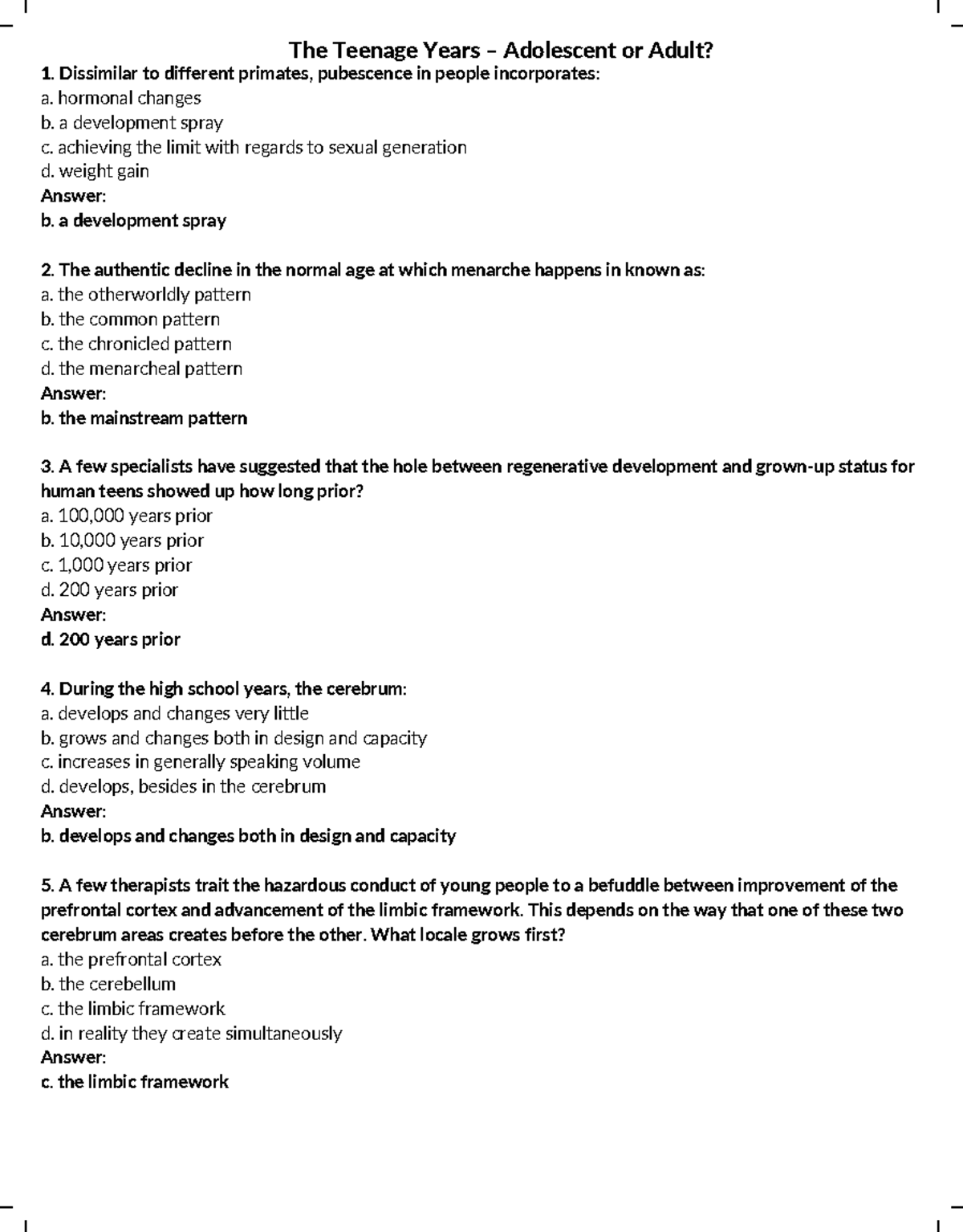 The Teenage Years – Adolescent or Adult - Developmental Psychology ...