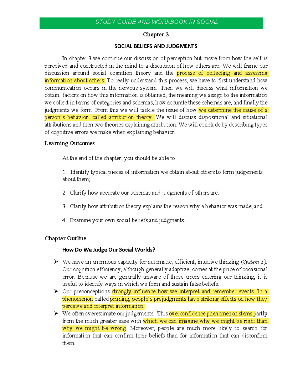Chapter 3 - Chapter 3 SOCIAL BELIEFS AND JUDGMENTS In chapter 3 we ...