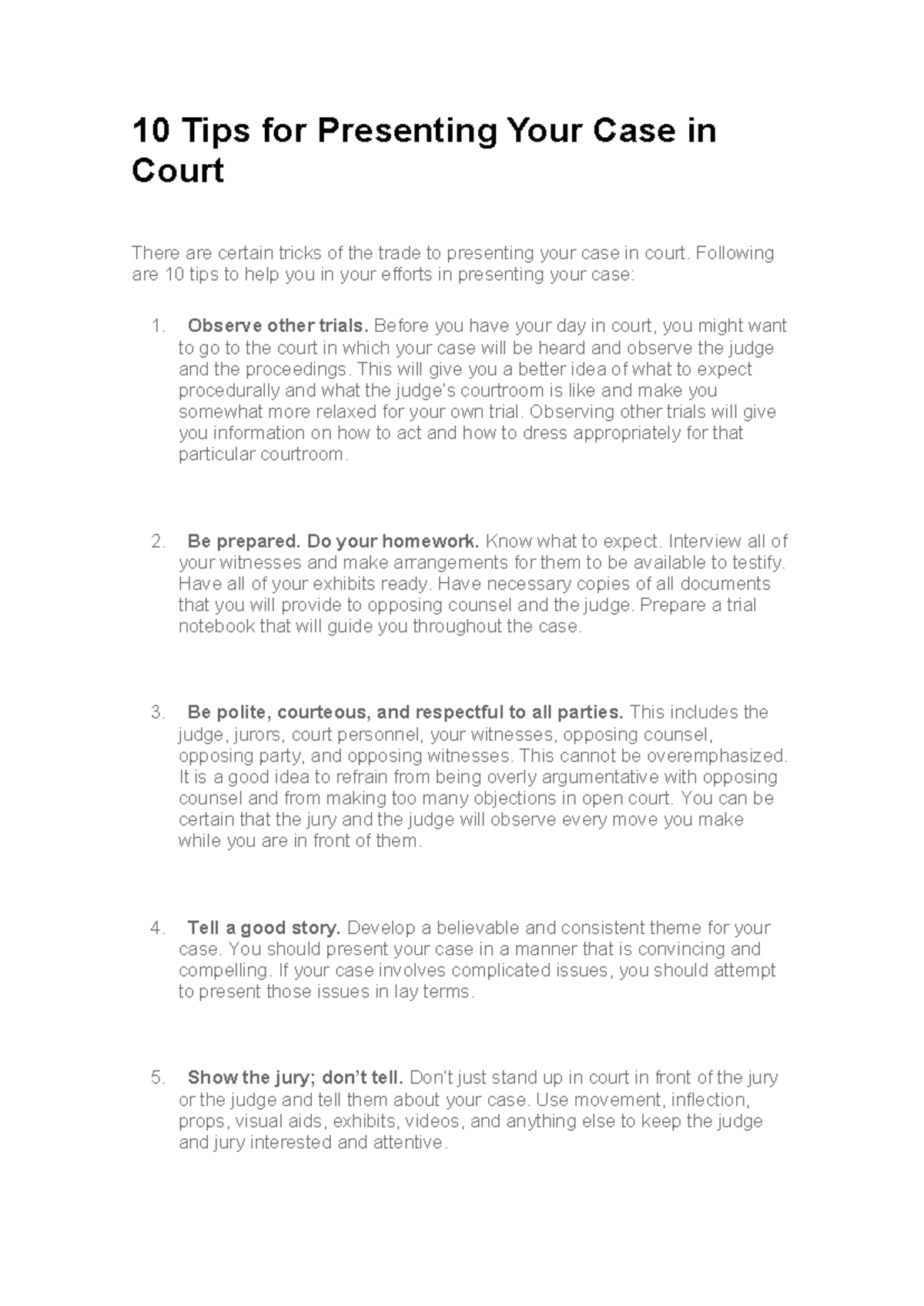 2 Tips for Presenting Your Case in Court - 10 Tips for Presenting Your ...