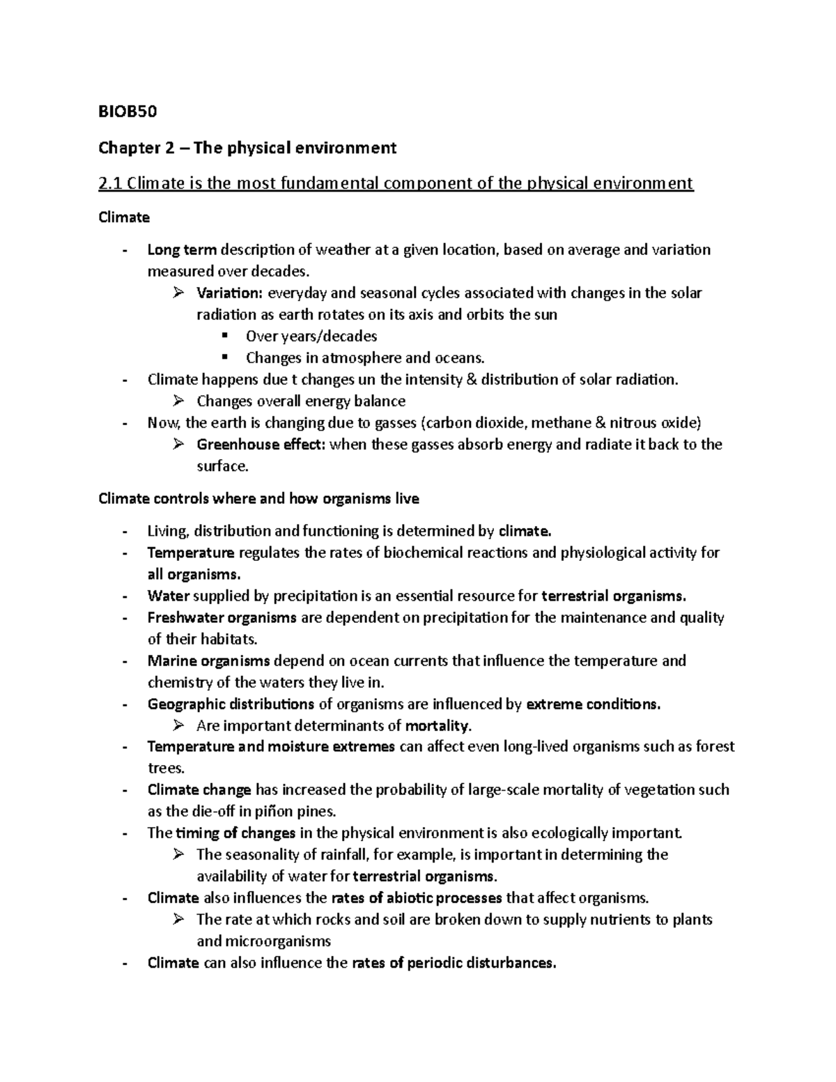 BIOB50 detailed textbook notes. Chapter Two. - BIOB Chapter 2 – The ...