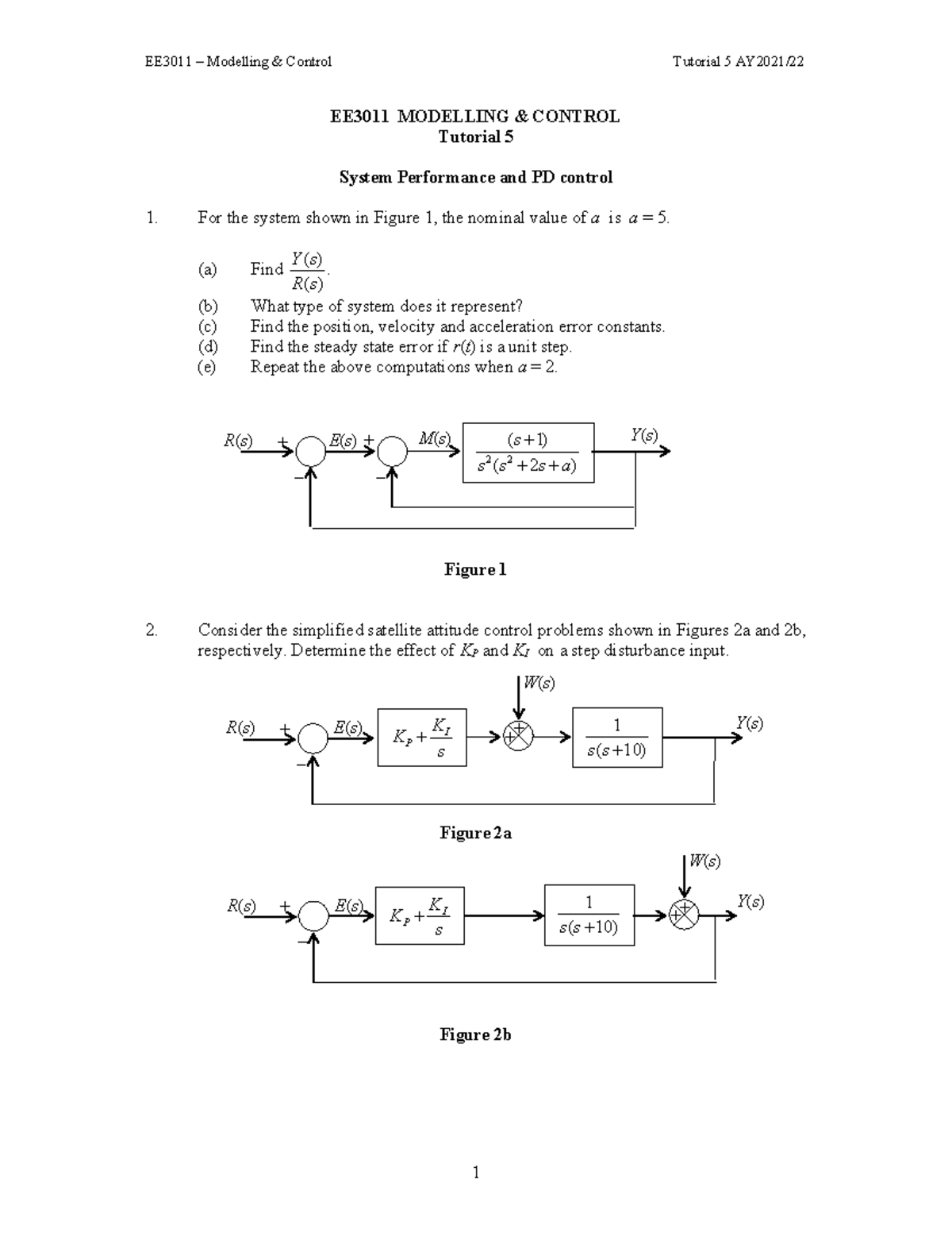 EE3011 Tut5 - Tutorial practice for your practice - EE3011 – Modelling ...