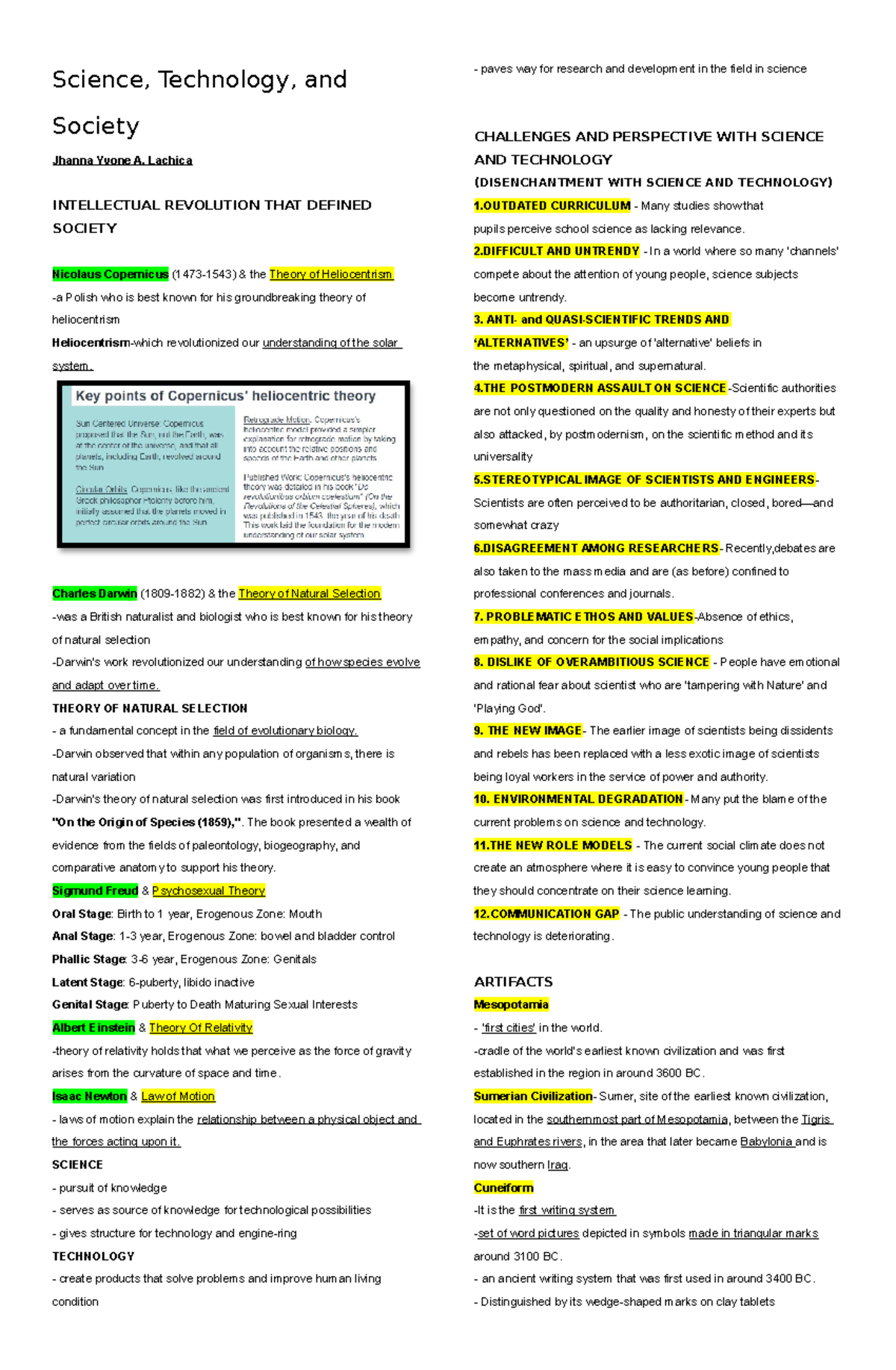 STS- Reviewer - Science, Technology, and Society Jhanna Yvone A ...