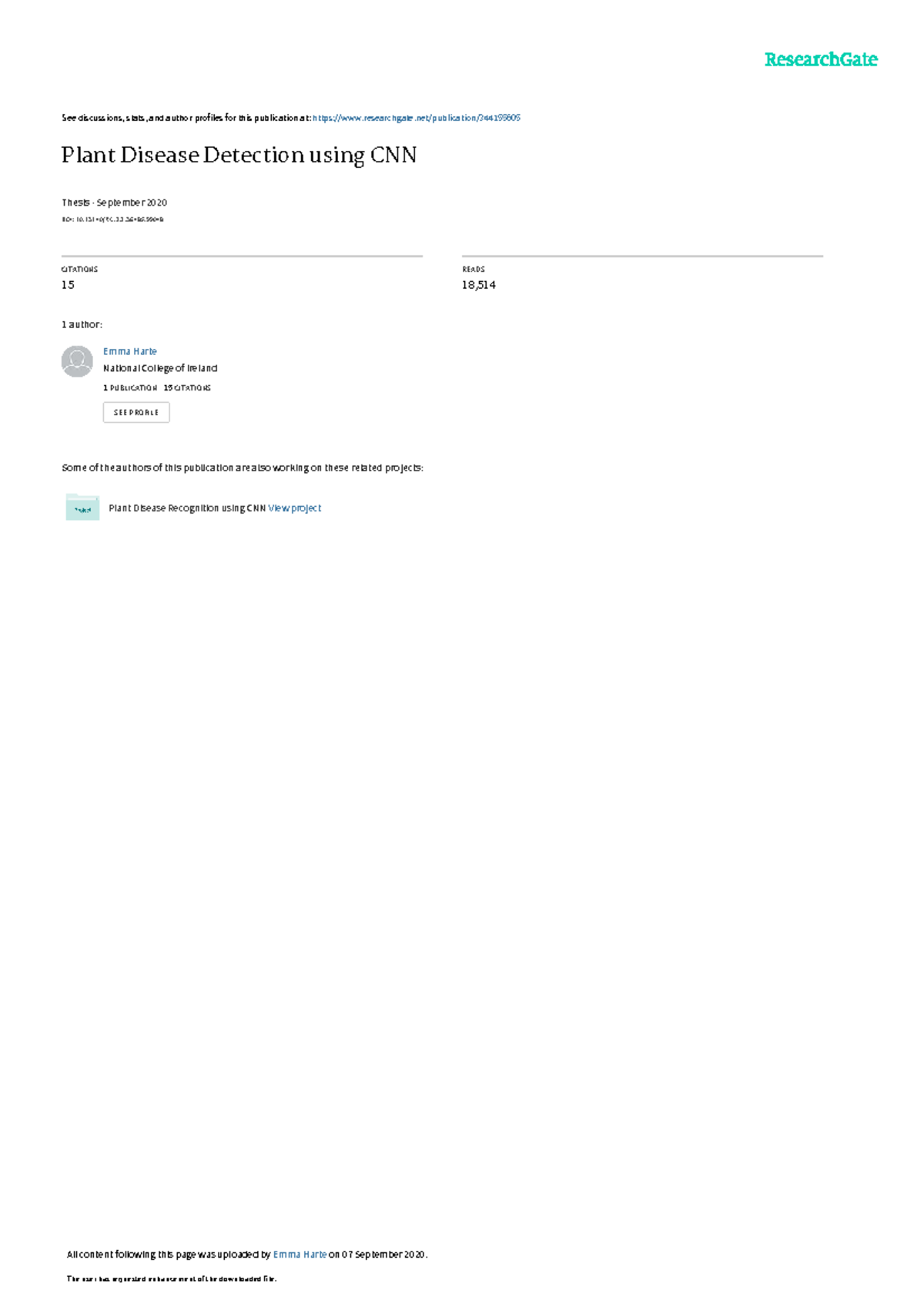 Plant Disease Detectionby CNN - See discussions, stats, and author ...