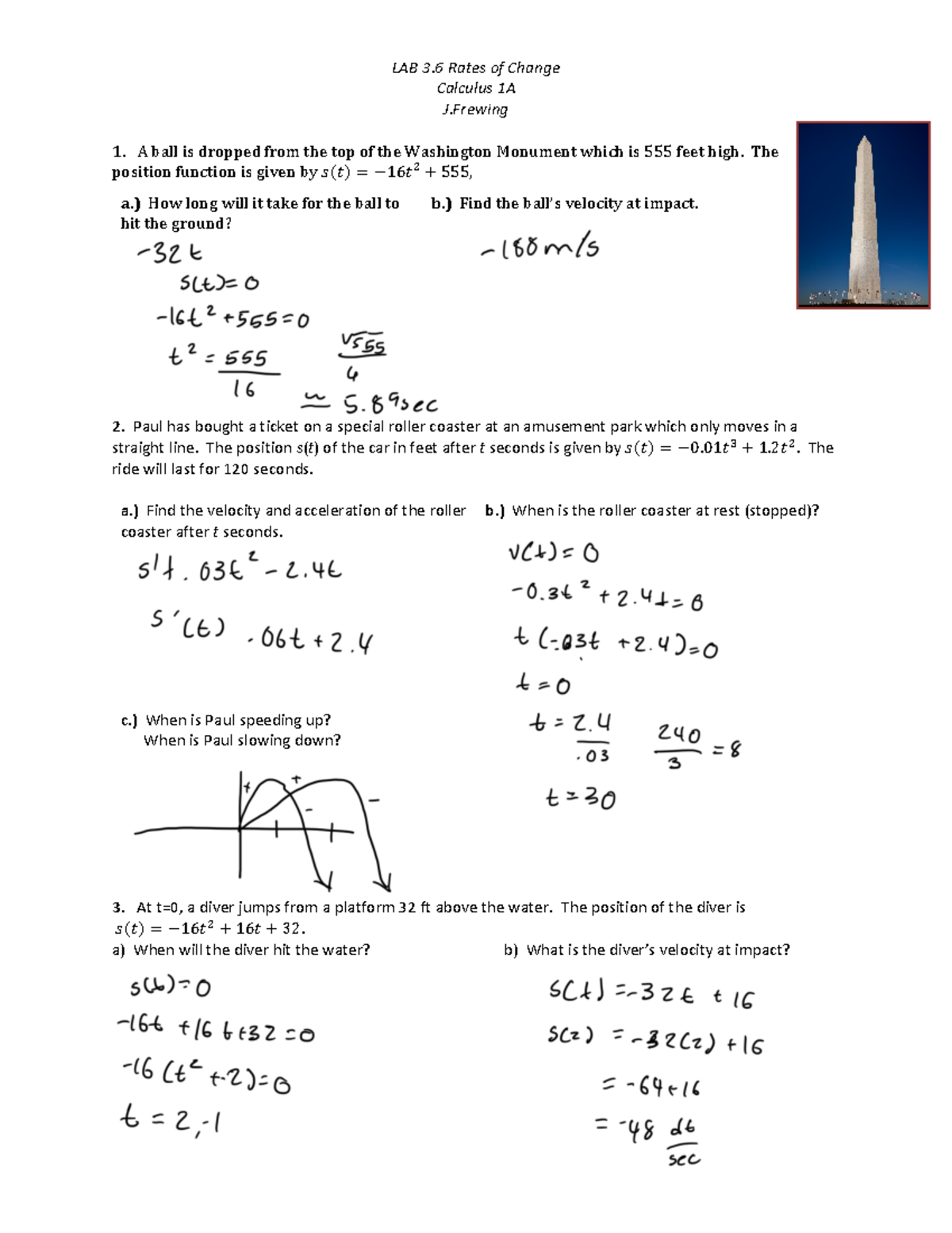 LAB 3 - These are Labs Completed from J. Frewing's Calculus course in ...