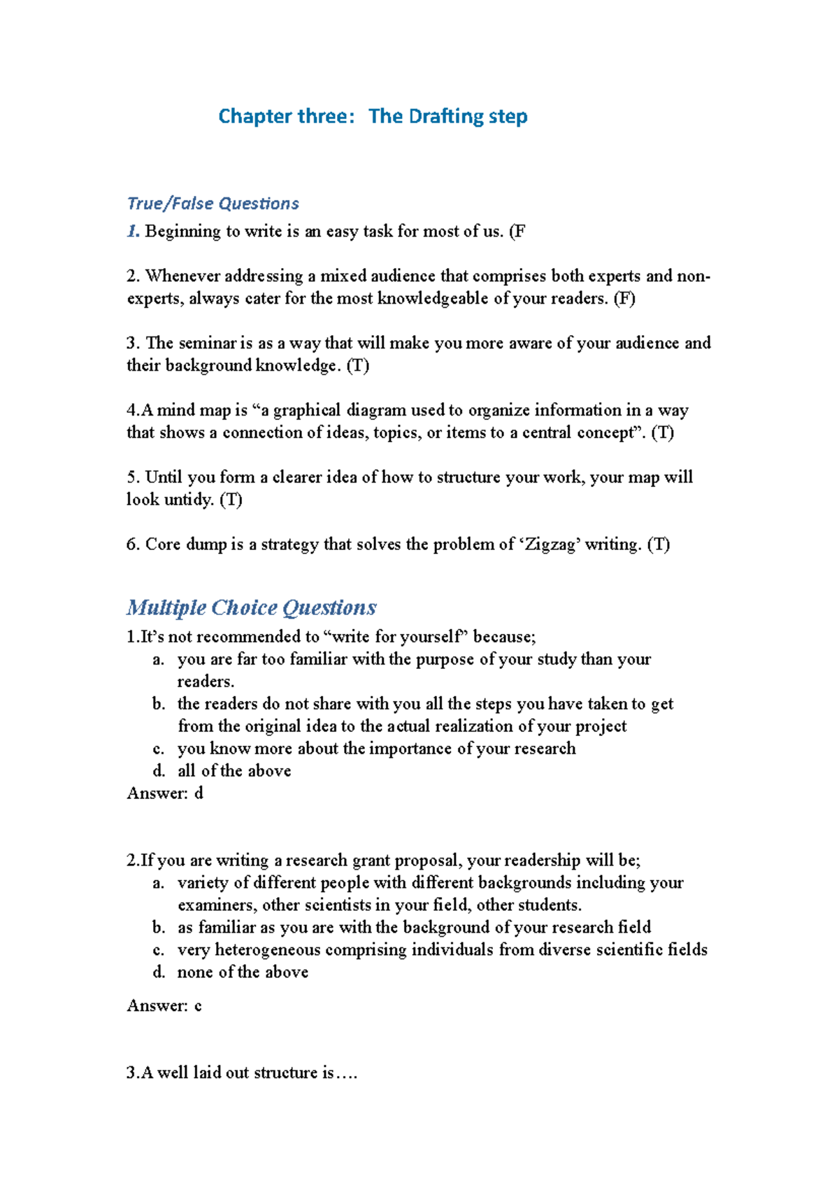 Questions bank chapter 3 strategic essentials - Chapter three: The ...