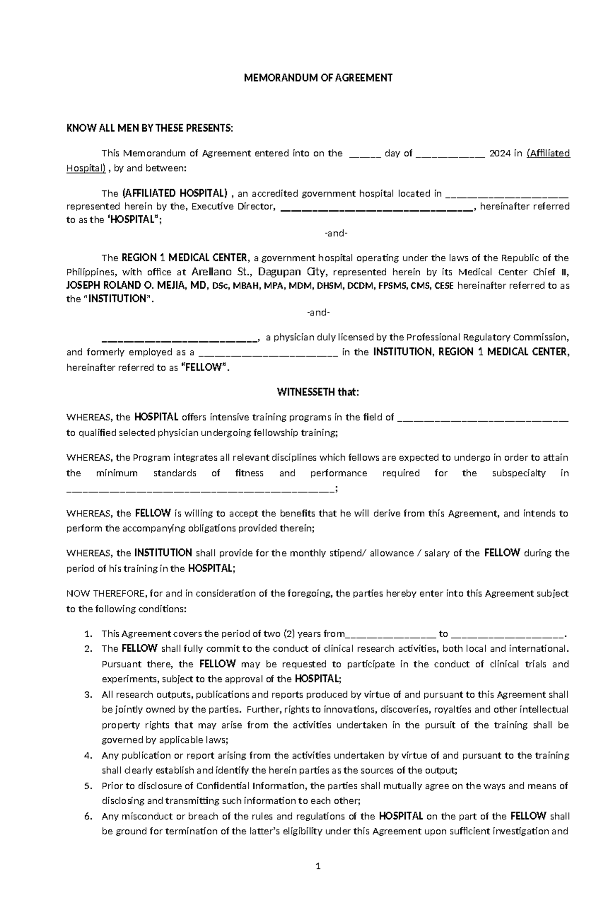 Lateral Entry MOA Template - MEMORANDUM OF AGREEMENT KNOW ALL MEN BY ...