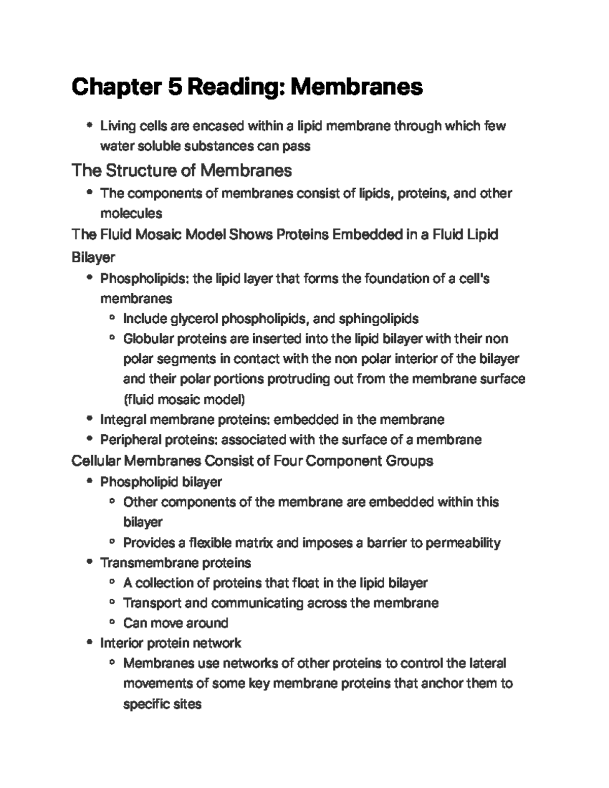 Chapter 5 Reading Membranes - C h a p te r 5 Re a d i n g : M e m b ra n e s T h e S t r u c t u ...
