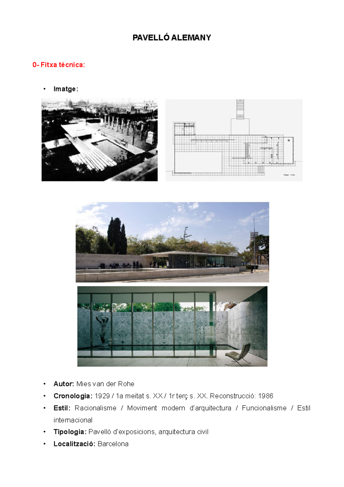 Pavelló Alemany - wertyui - PAVELLÓ ALEMANY 0- Fitxa tècnica: • Imatge ...