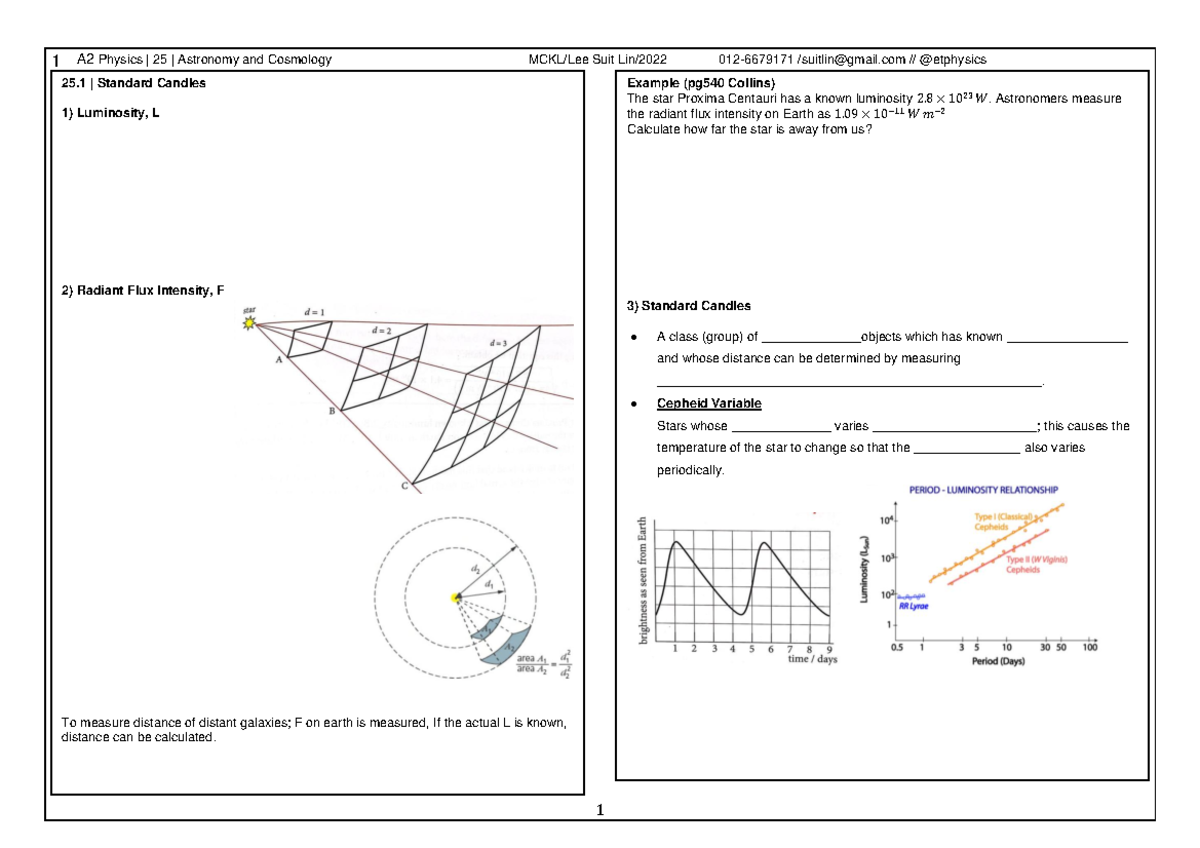 A2 25 Astronomy & Cosmology (2022) v1 - 2 5 | Standard Candles ...