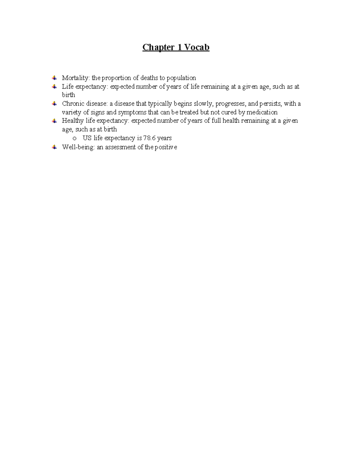 Chapter 1 Vocab - note - Chapter 1 Vocab Mortality: the proportion of ...
