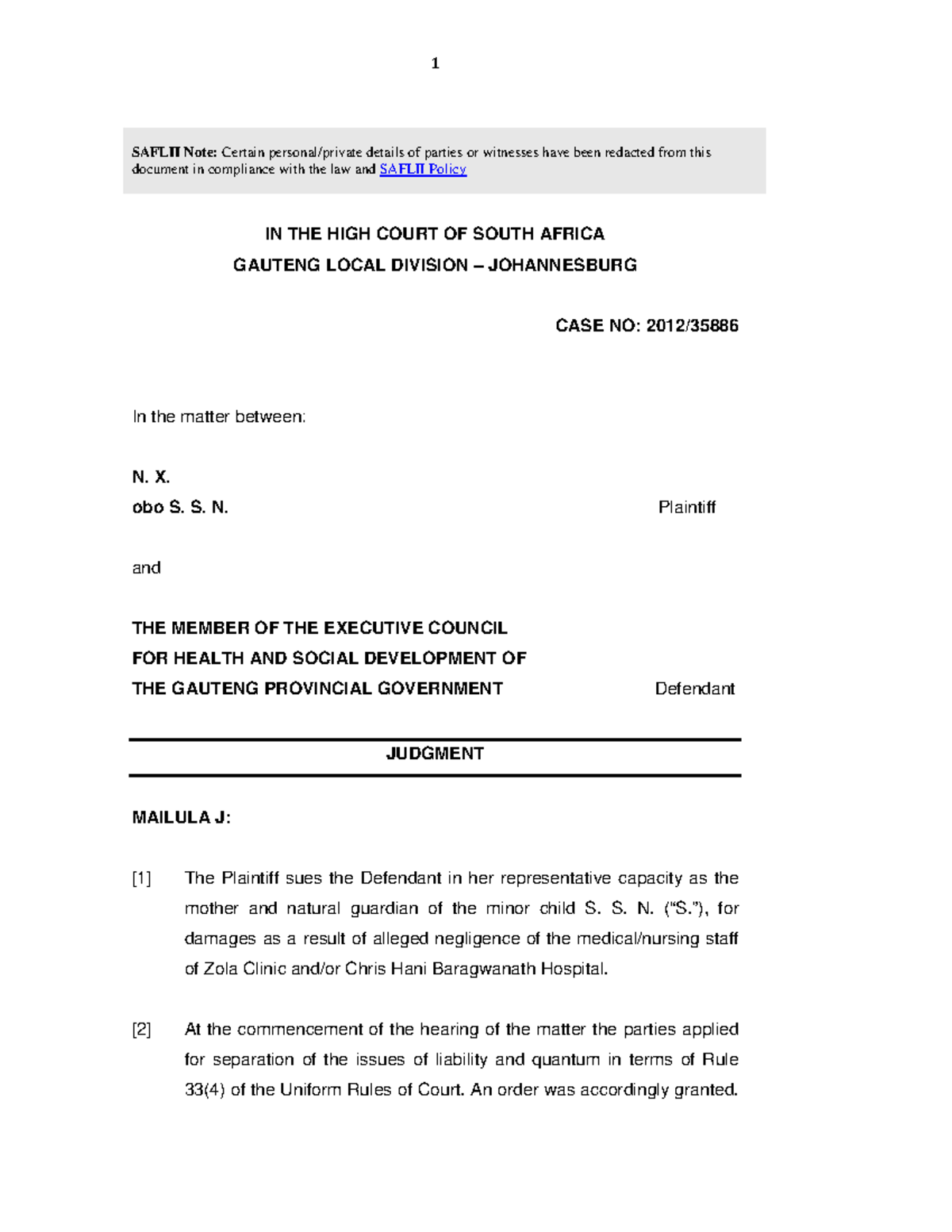 295 - Case law - SAFLII Note: Certain personal/private details of ...