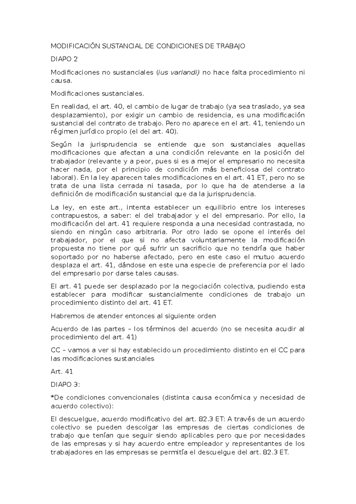 TEMA 12 derecho del trabajo - MODIFICACIÓN SUSTANCIAL DE CONDICIONES DE ...