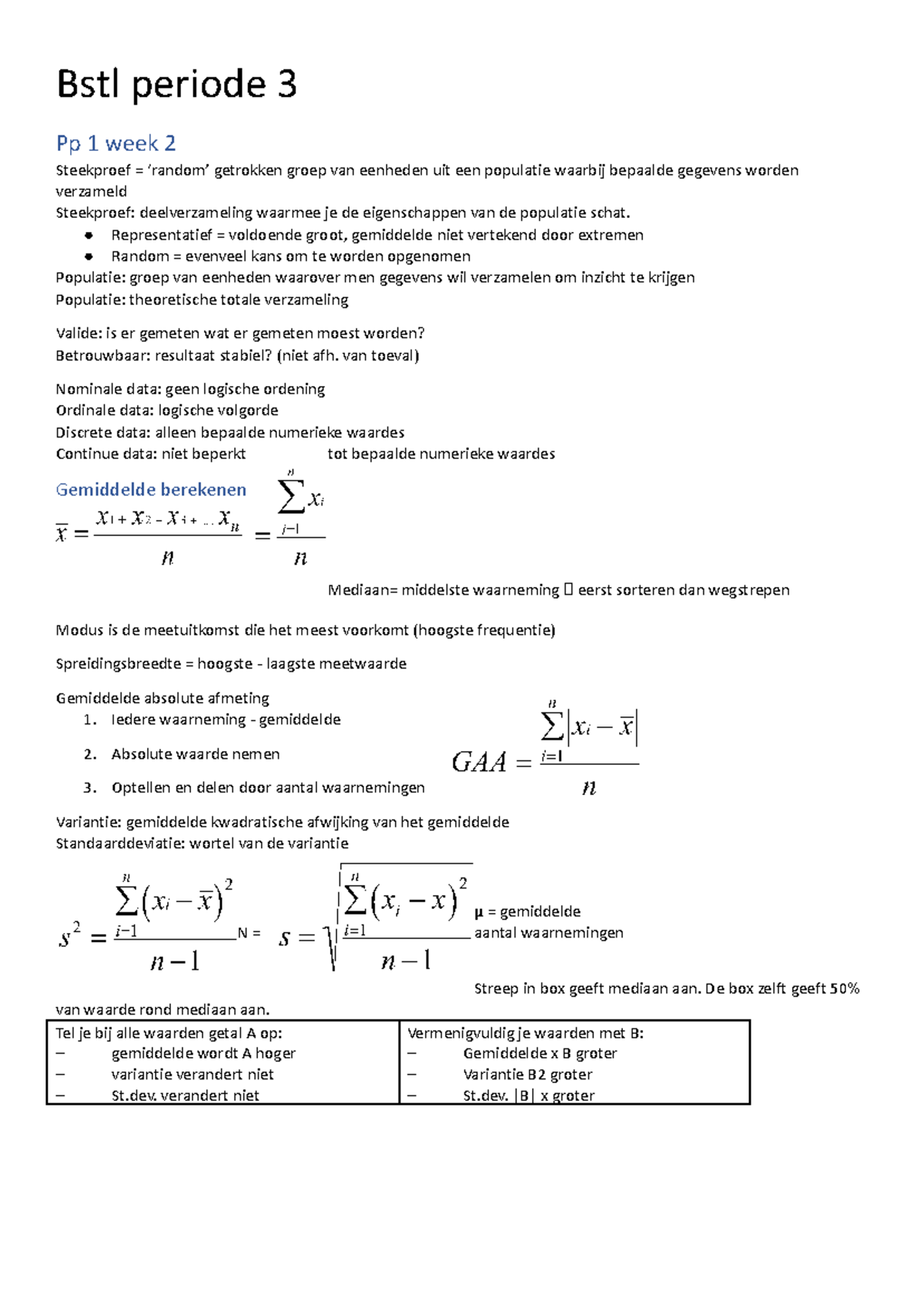 Bstl periode 3 - Alle formules wiskunde a vwo 5 - Bstl periode 3 Pp 1 ...