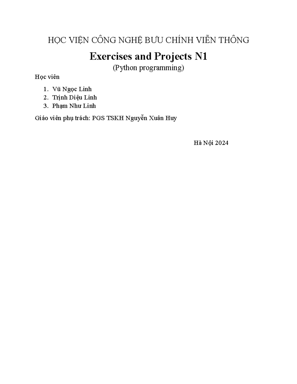 Bài tập lớn 1 Python - useful - HỌC VIỆN CÔNG NGHỆ BƯU CHÍNH VIỄN THÔNG Exercises and Projects N ...