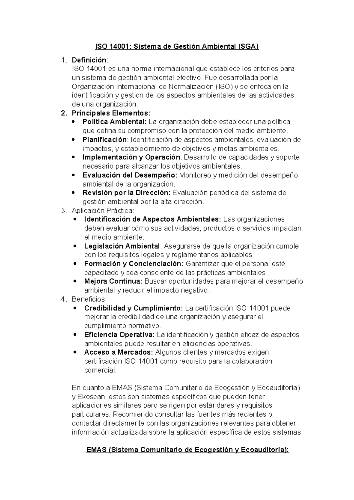 ISO 14001 - Apuntes!! - ISO 14001: Sistema de Gestión Ambiental (SGA ...