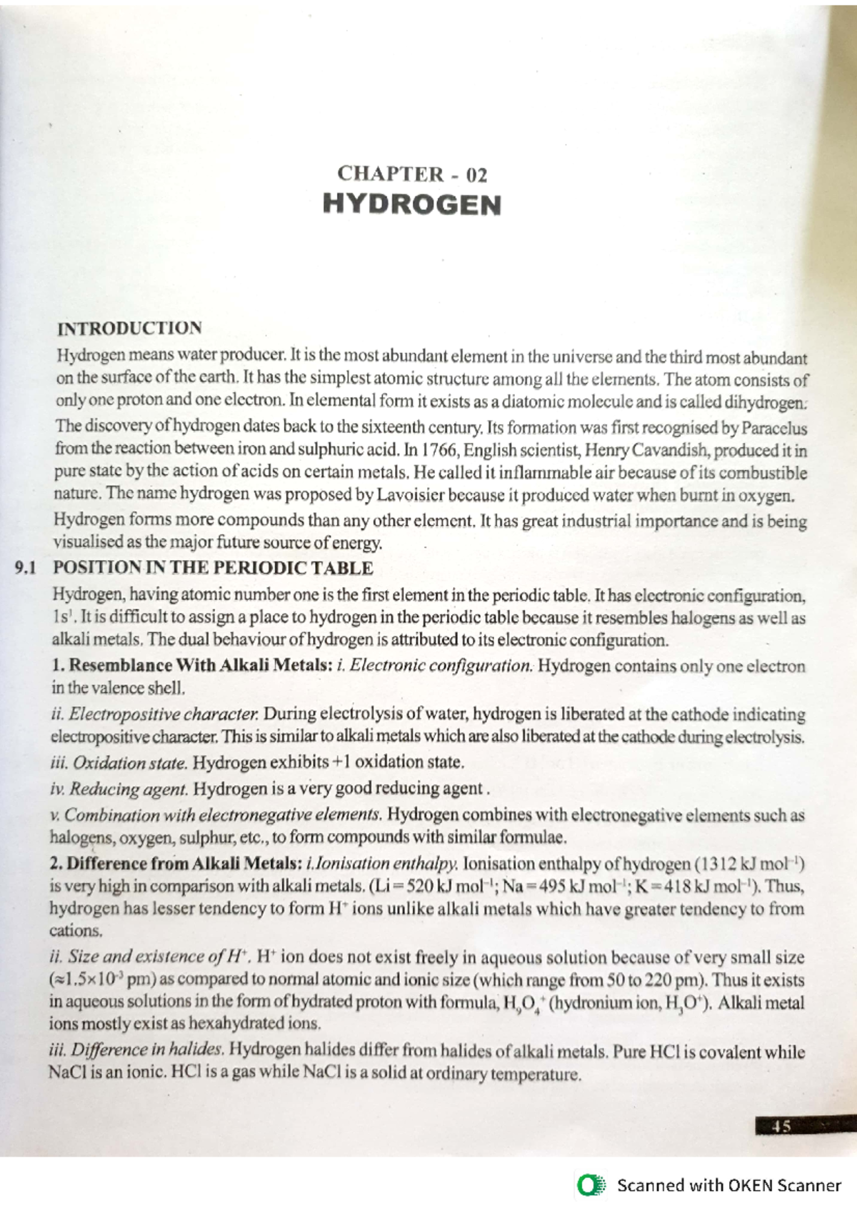 Hydrogen - detailed notes - Chemistry - Studocu