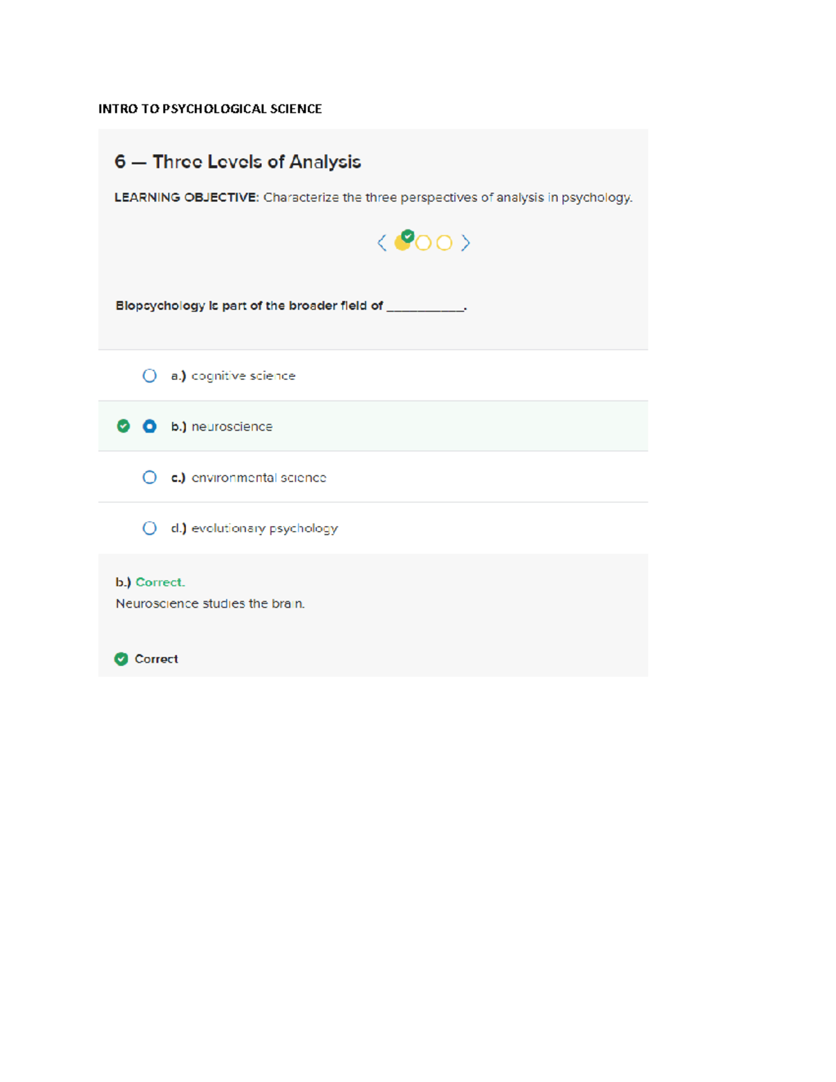 Intro to Psychological Science UNIT 1 Challenge 1.1 - INTRO TO ...