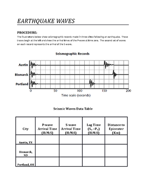 Locating An Earthquake Epicenter Worksheet Solved Locating T