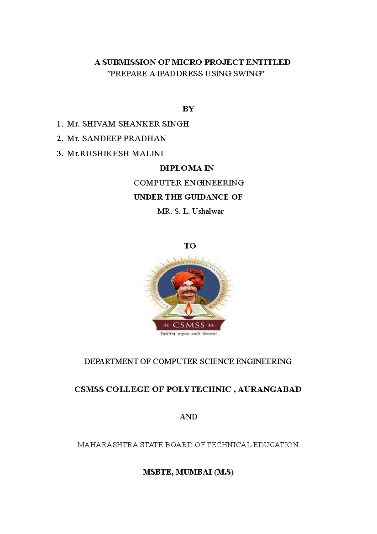 AJP Mirco-Project - A SUBMISSION OF MICRO PROJECT ENTITLED "PREPARE A ...