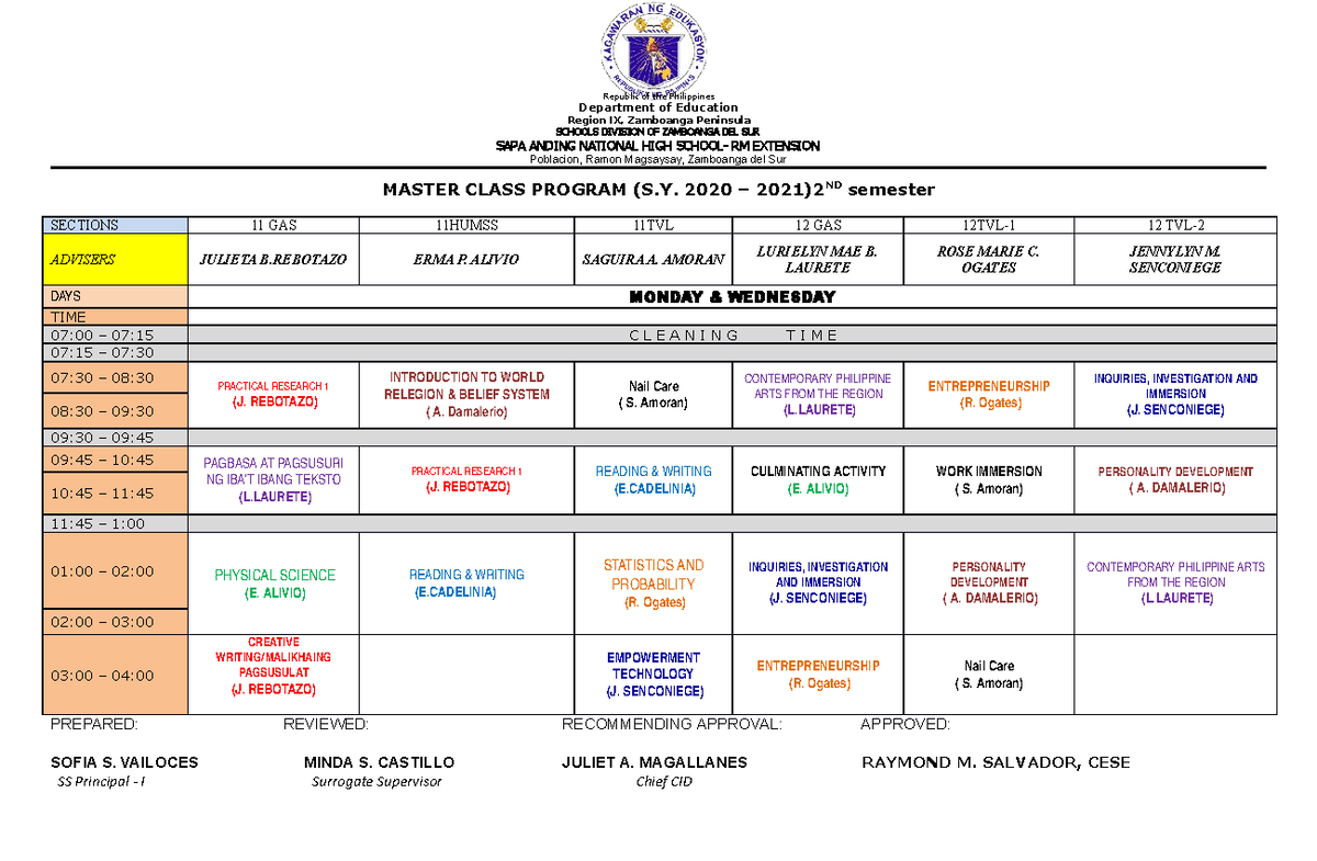 2020-2021master classprogramfirstsemfinal - Republic of the Philippines ...
