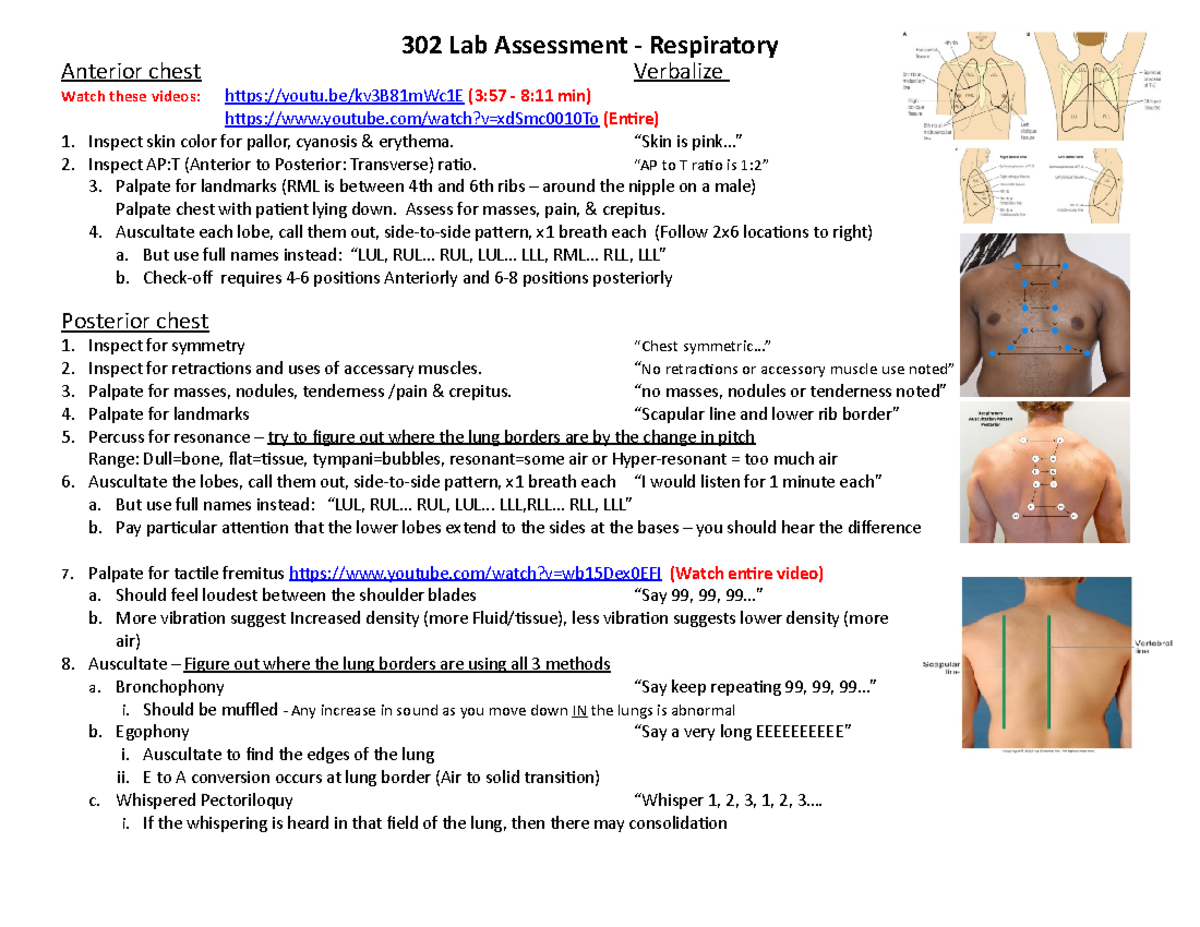 302 Lab Wk5 Assessment Respiratory - NR-302 - Chamberlain University - Studocu