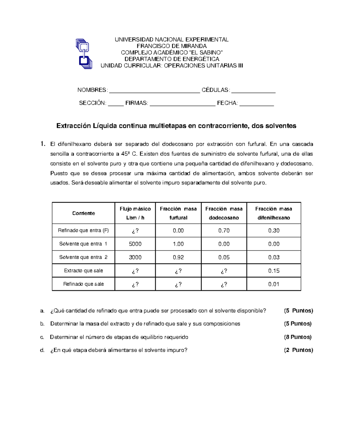 Ejercicio Flujo Contracorriente 2S 1F - NOMBRES ...
