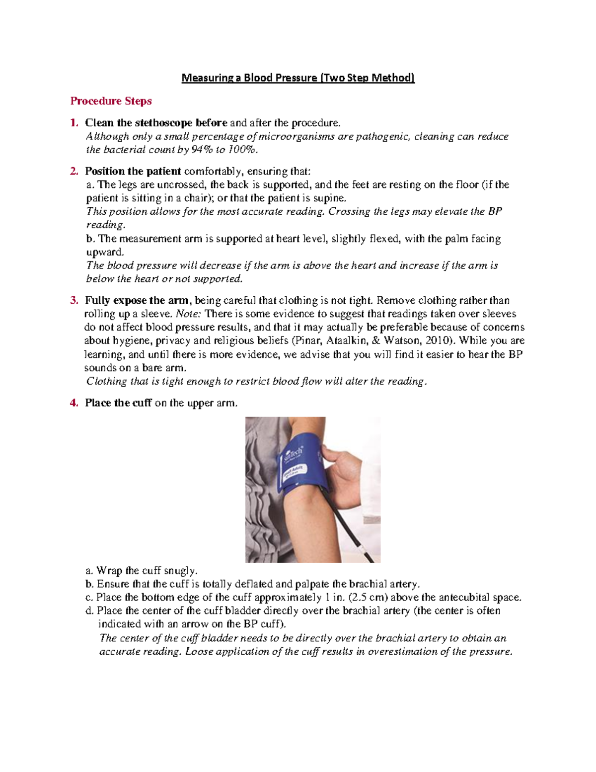 Measuring a Blood Pressure Using Two Step Method - Measuring a Blood ...