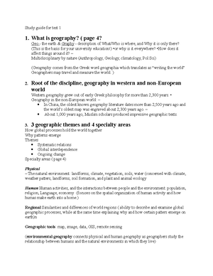 Geography 120 Chapter one notes - Geography 120 Chapter one notes Geo ...