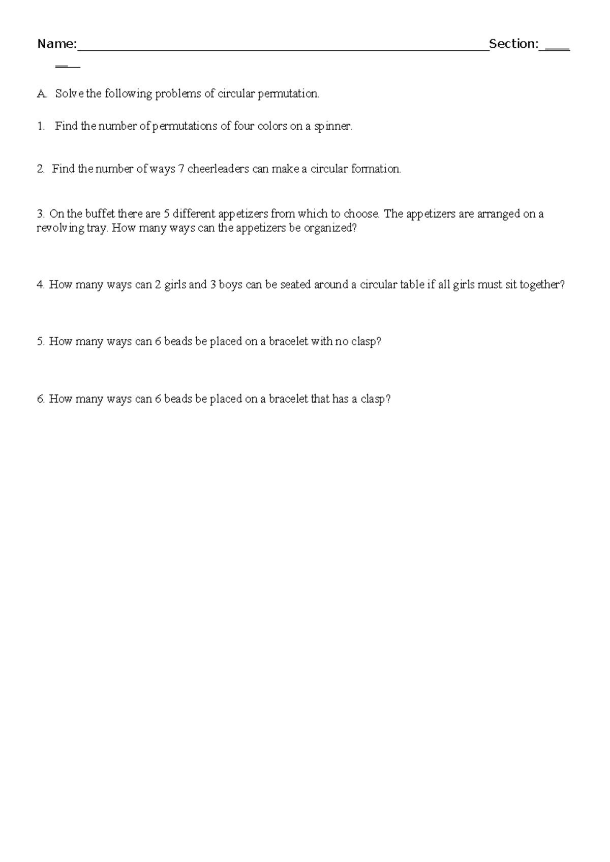 Circular perm2 - permutation - - Studocu