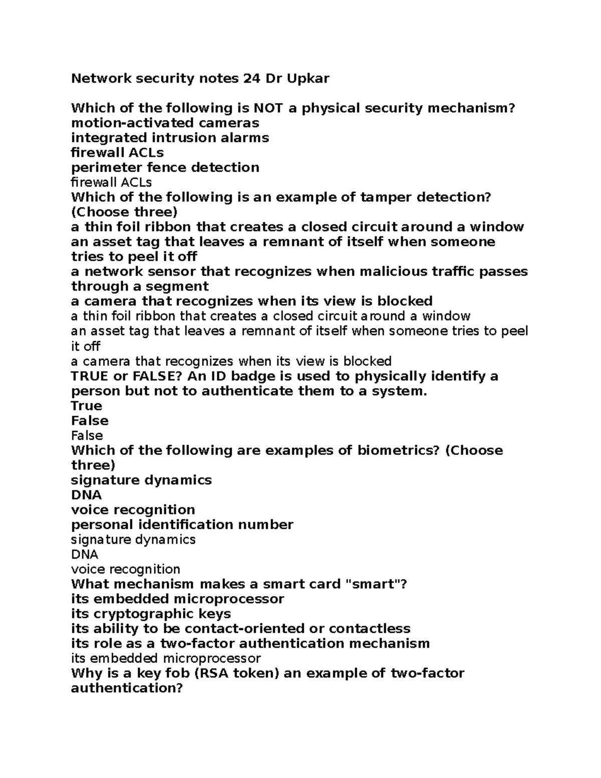 Network security notes 24 Dr Upkar - True False False Which of the ...
