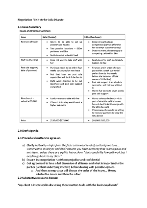 Notes for Kim Negotiation Assessment - Negotiation File Note – Kim/Jill ...