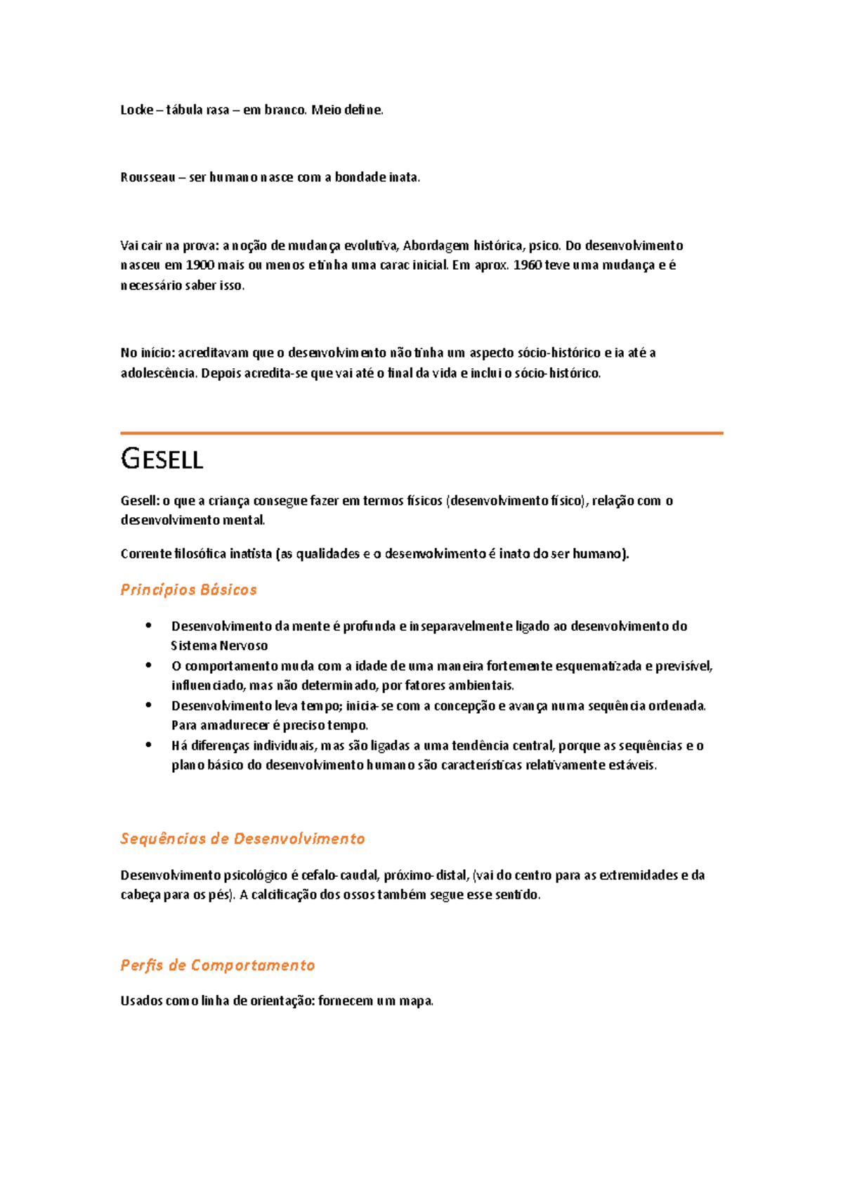 Gesell-Notes - Anotações de aula. - Locke – tábula rasa – em branco ...
