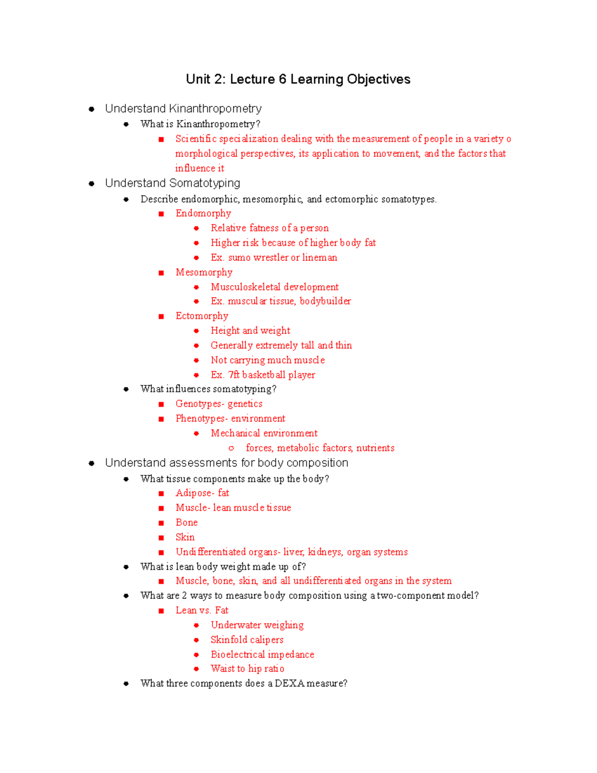KIN Lecture 6 Learning Objective Questions - Unit 2: Lecture 6 Learning ...