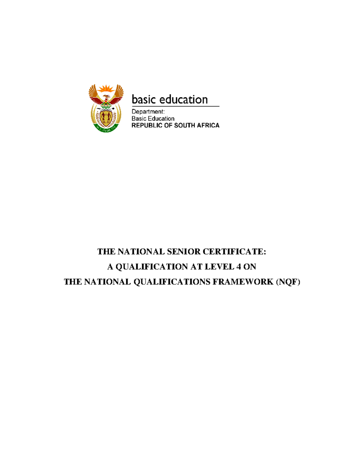 Doethe national senior certificate qualification level 4 national ...
