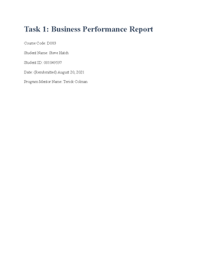 Business Performance Report Template - RXM1: Business Performance ...