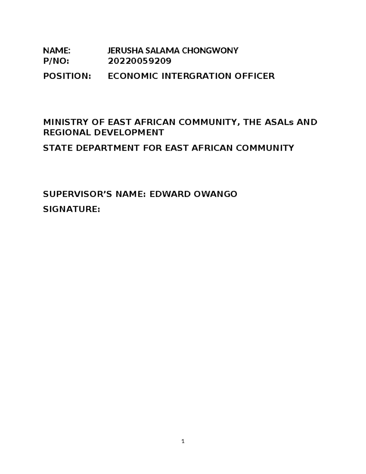 Economic Report - NAME: JERUSHA SALAMA CHONGWONY P/NO: 20220059209 ...