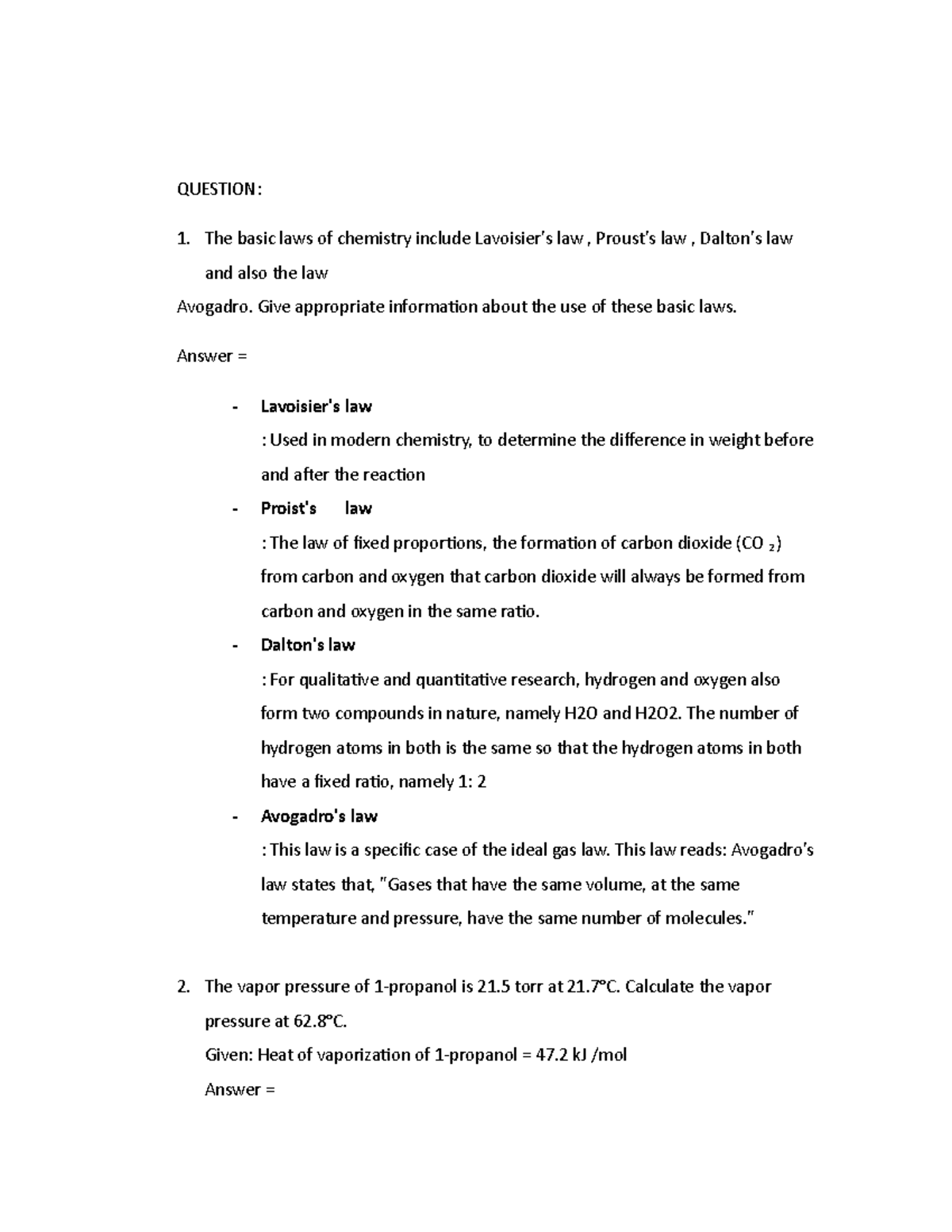 A sulfur sample - QUESTION: The basic laws of chemistry include ...