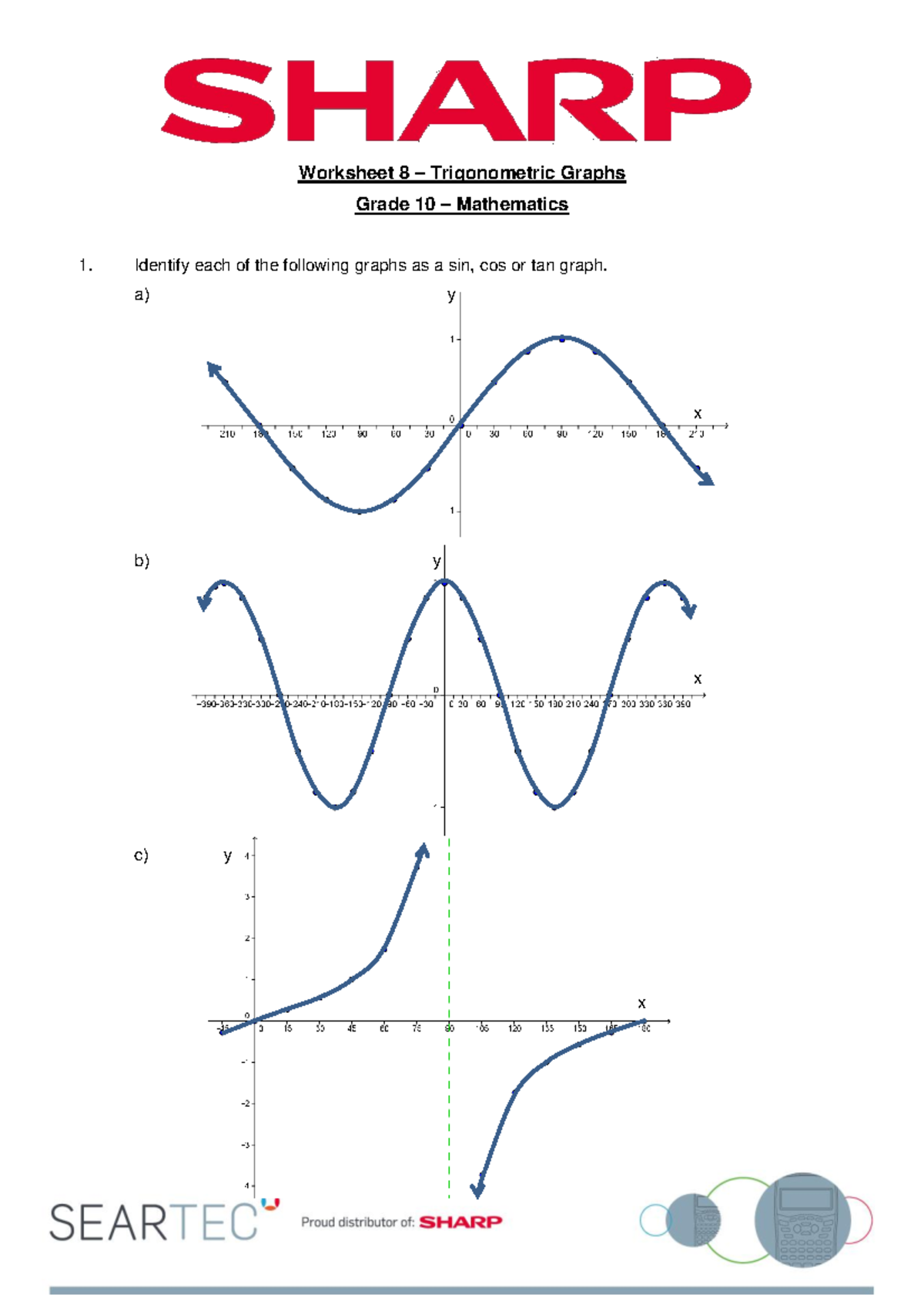 Worksheet 8 Trigonometric Graphs Grade 10 Mathematics - Worksheet 8 ...