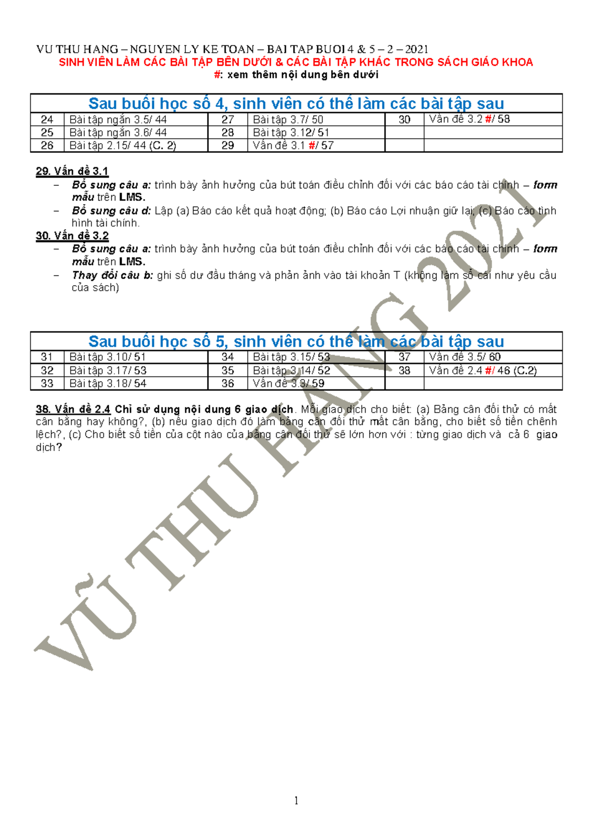 BAI TAP BUOI 4 + 5 - VU THU HANG – NGUYEN LY KE TOAN – BAI TAP BUOI 4 & 5 – 2 – 2021 1 SINH VIÊN ...