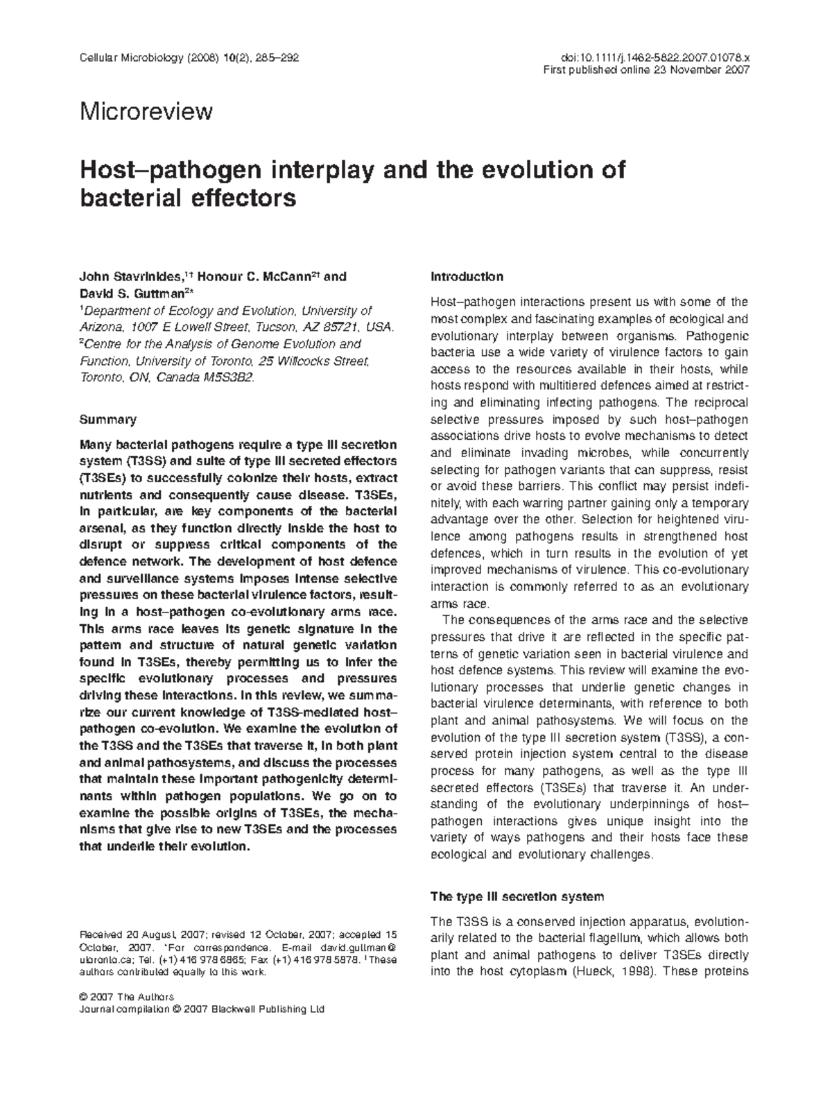 Cellular Microbiology - 2007 - Stavrinides - Host pathogen interplay ...